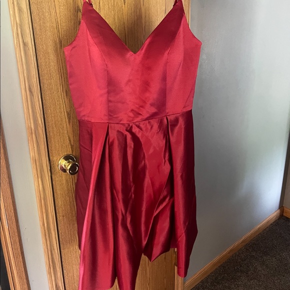 Dresses | Simple Red Satin Homecoming Dress | Poshmark